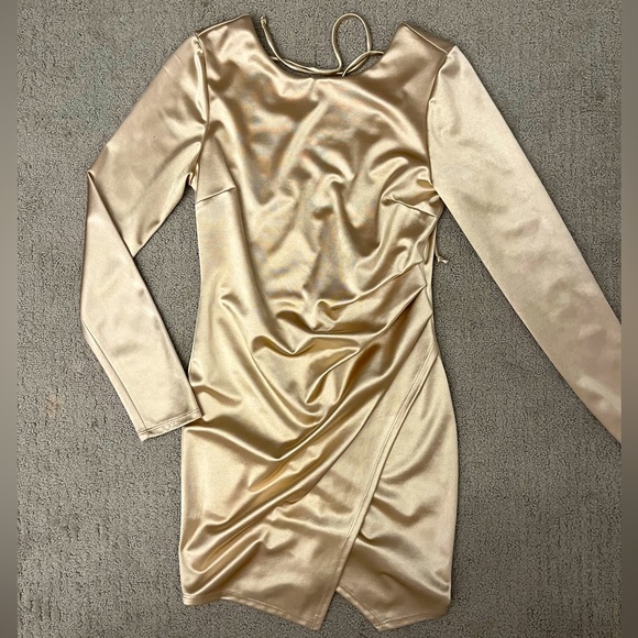 Blue Blush | Dresses | Champagne Xover Royal Satin Dress | Poshmark